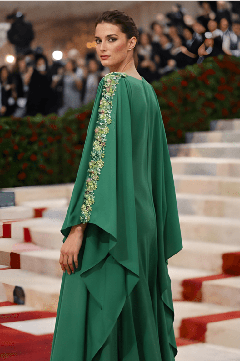 Luna Fluid Silhouette Embellished Kaftan Green | prive | Demure Privé